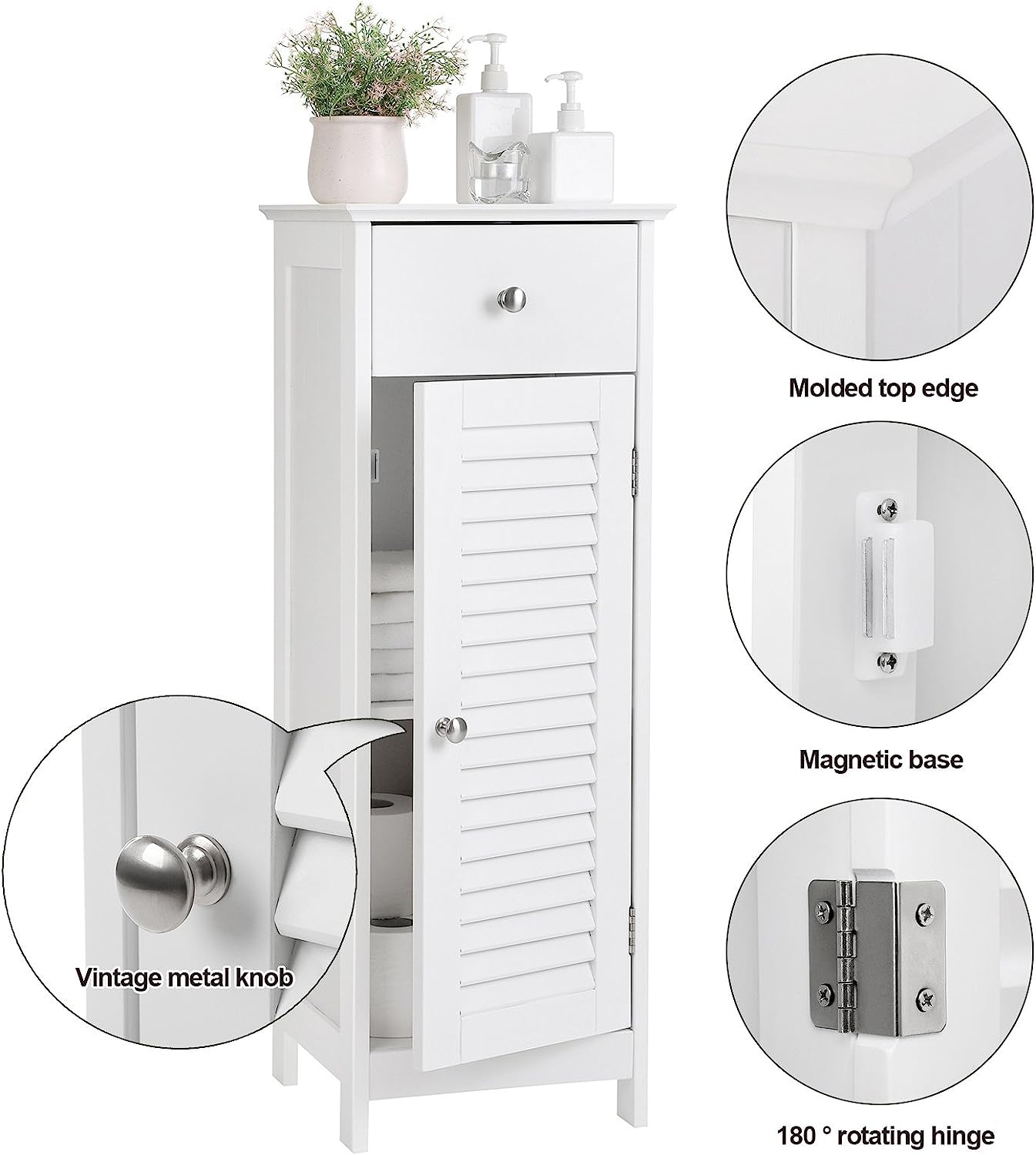 Shutter Bathroom Floor Cabinet Storage Organizer Tower Rack – waseeh.com