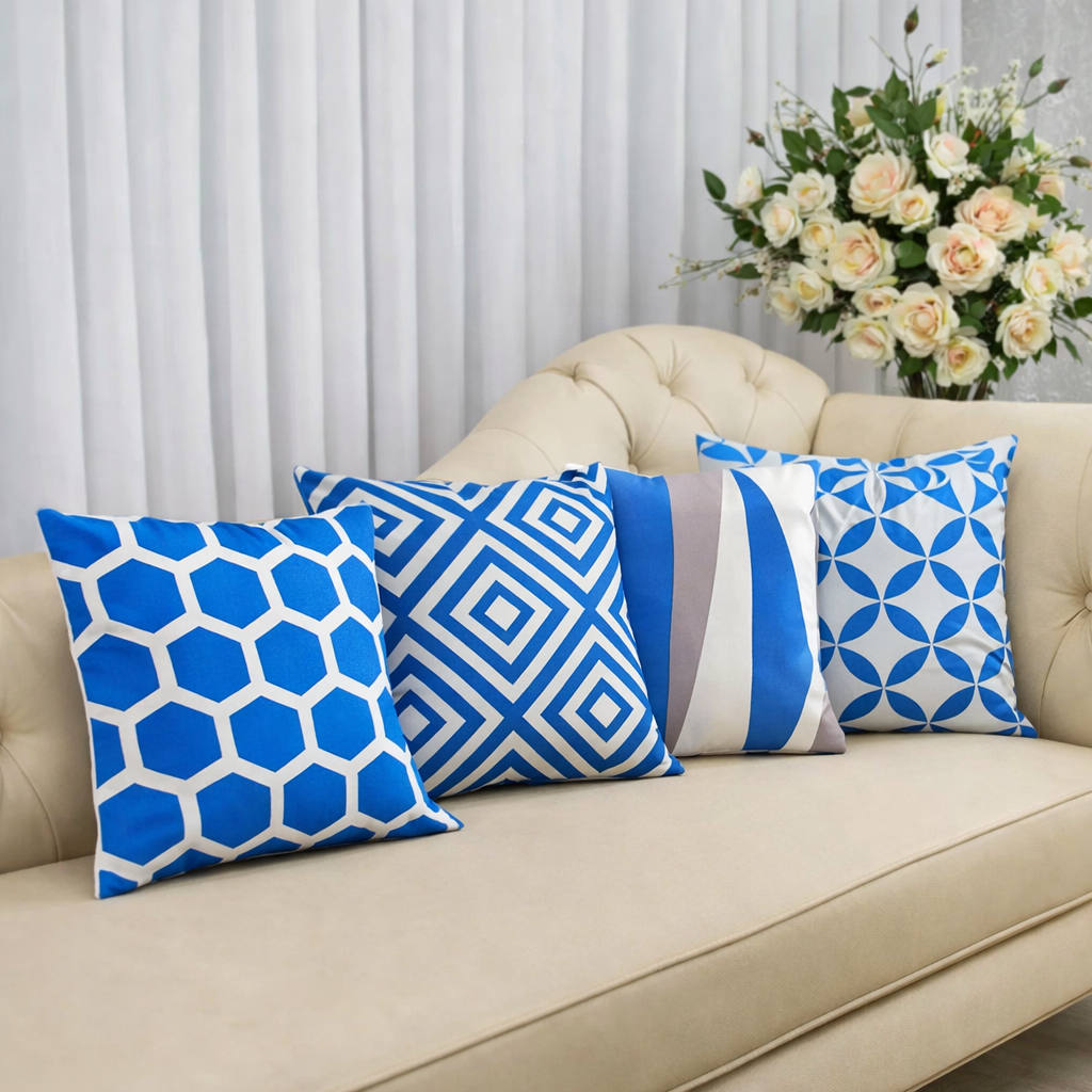 Royal Blue Modern Art Cushion Covers – waseeh.com