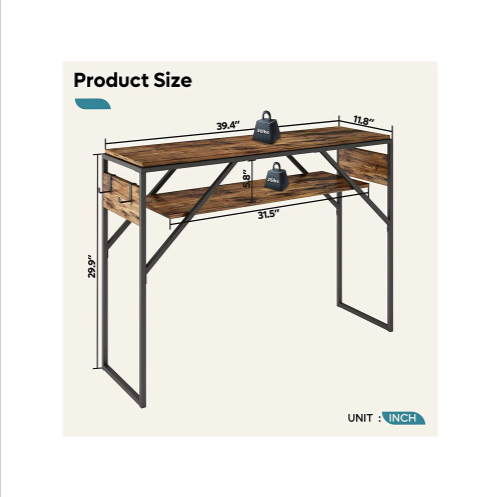 Slender Entryway Lounge Living Room Console Table