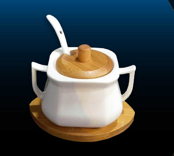 Sugar Pot Set With Wooden Lid – waseeh.com